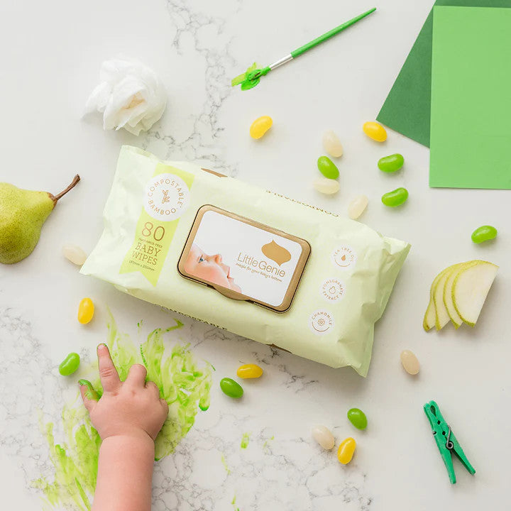 Little Genie Baby Wipes Compostable Fragrance Free 80 Wipes